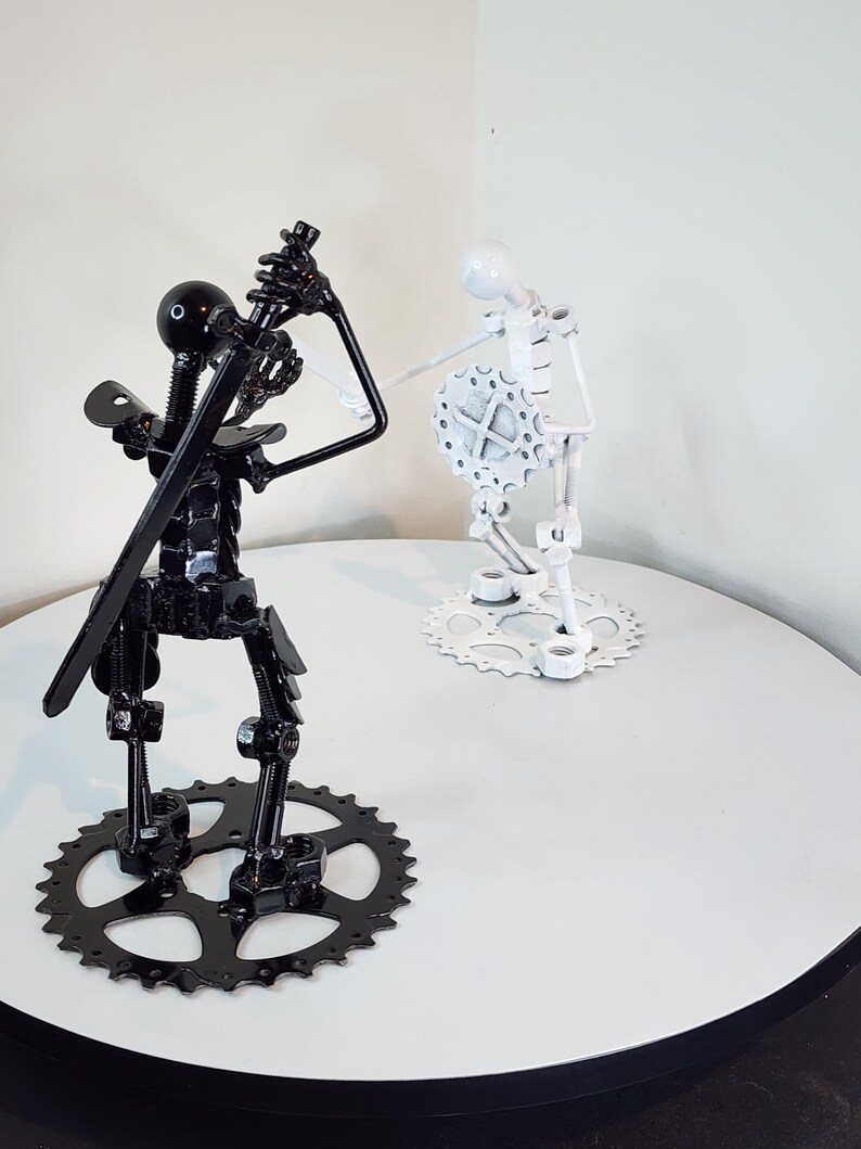 Welded Swordsmen Sculptures, Battle Between Light and Dark, Handmade ...