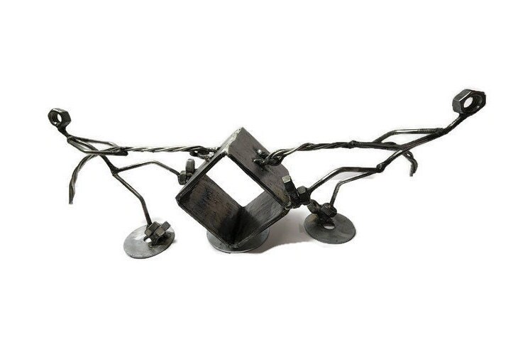 Metal Art Sculpture of Two Figures Pulling Welded Metalwork - Etsy