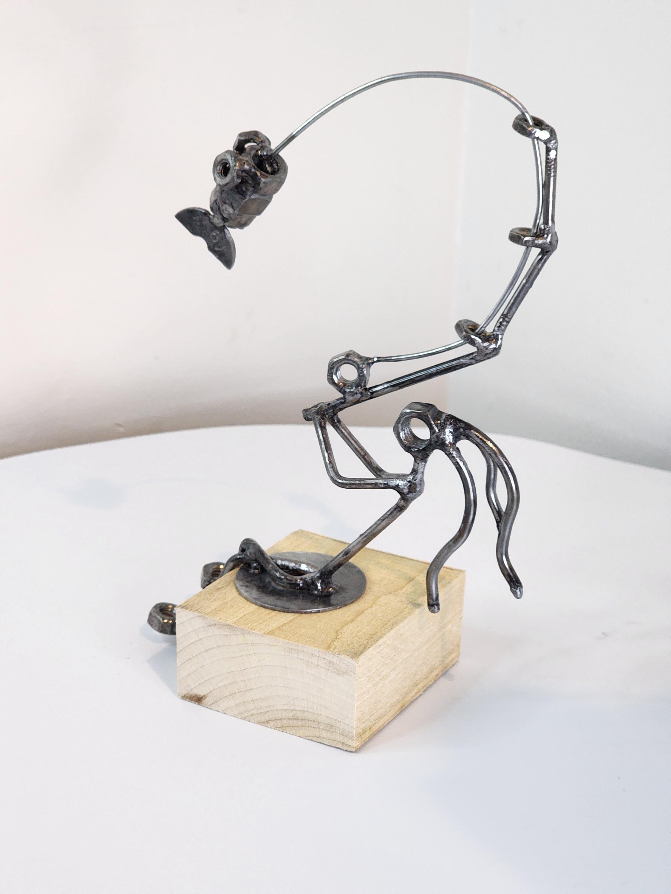 Welded Metal Fishing Figurine, Handmade Metal Art - Etsy