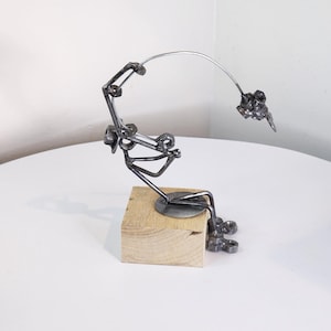 Welded Metal Fishing Figurine: Handmade Metal Art - Etsy