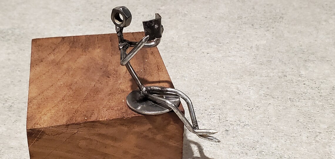 Metal Art Reading a Book Sculpture Welded Book Figurine - Etsy