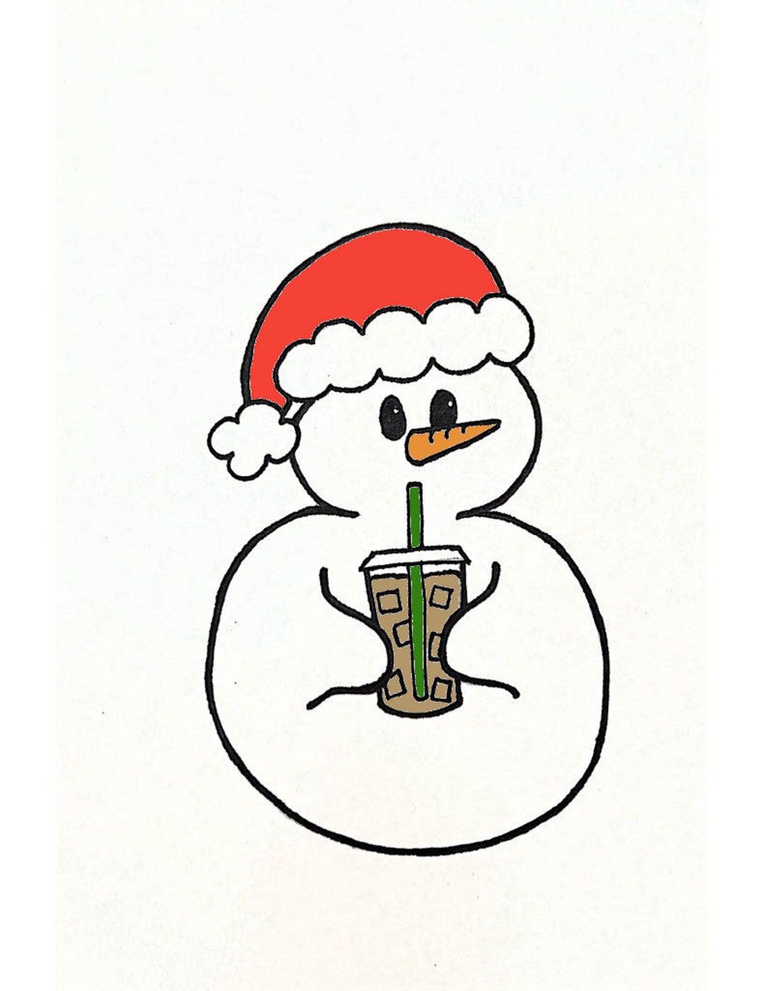 Snowman Drinking Iced Coffee PES Embroidery File - Etsy