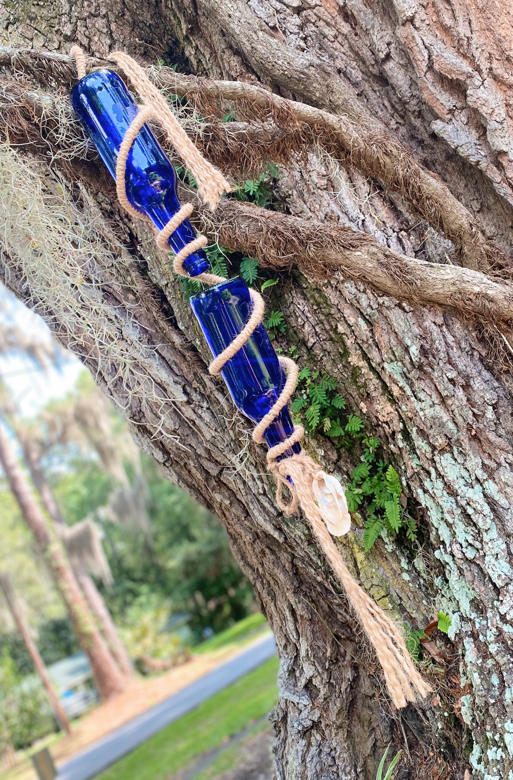 Haint Blue Bottle Tree Hanger 2 Blue Bottles Included - Etsy