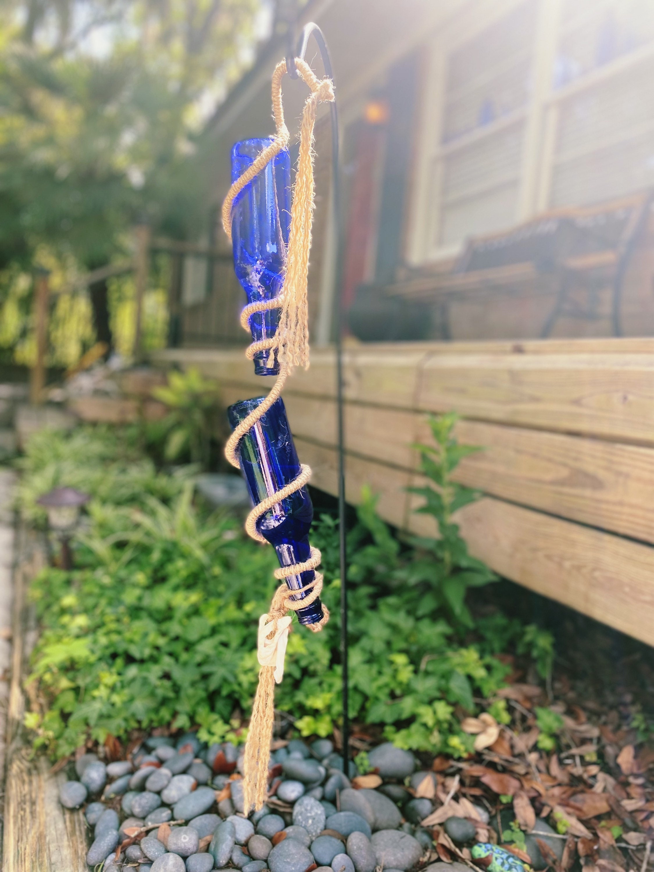 Haint Blue Bottle Tree Hanger 2 Blue Bottles Included - Etsy