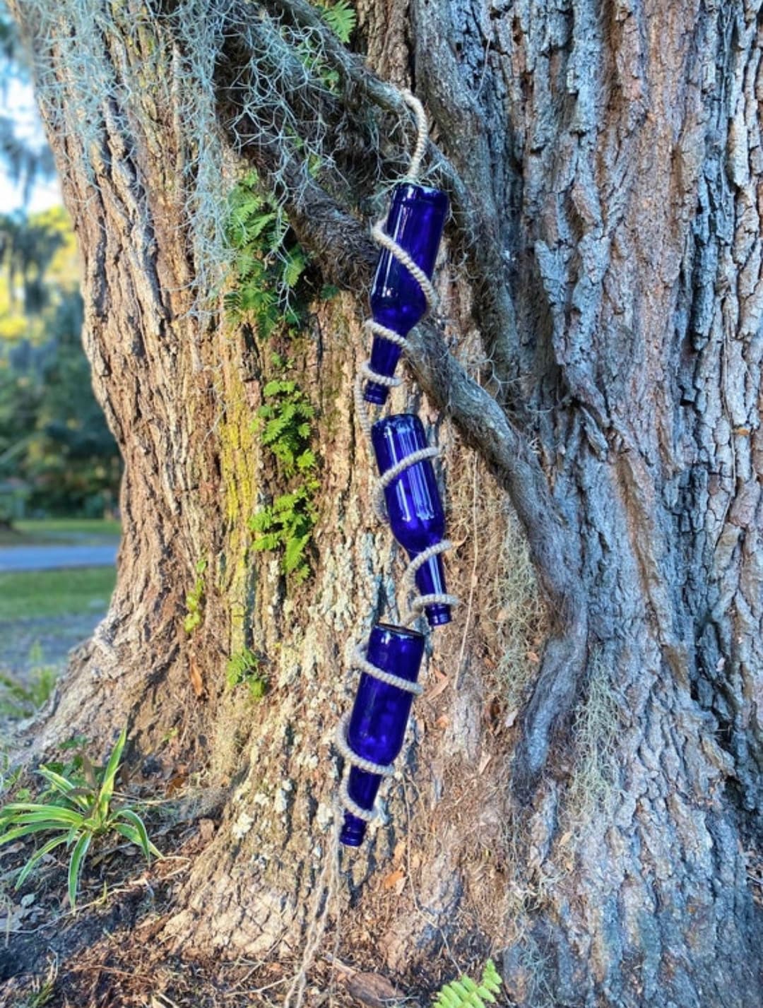 THREE Gullah Inspired Haint Blue Bottle Hangers. 6 Bottles - Etsy