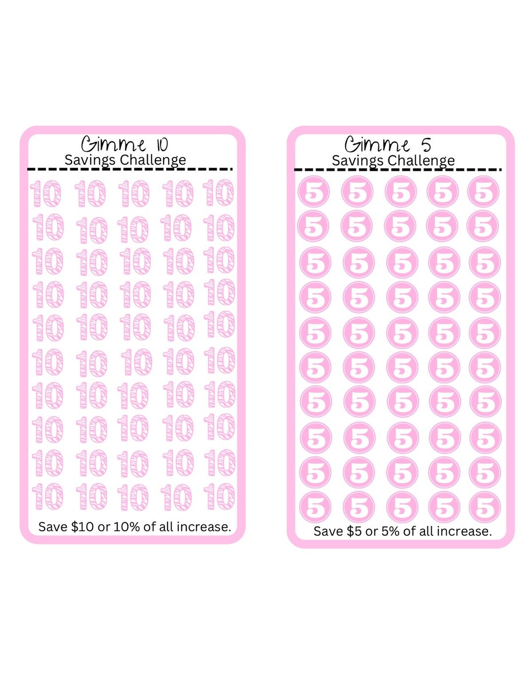 Gimme 5/gimme 10 Savings Challenge - Etsy