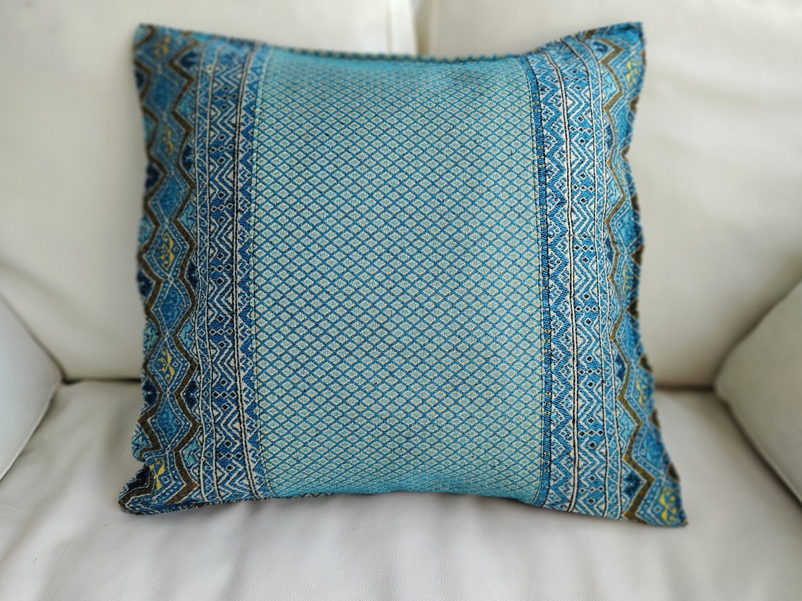 Blue Patchwork Cushion Case Blue Cushion Cover Bohemian - Etsy