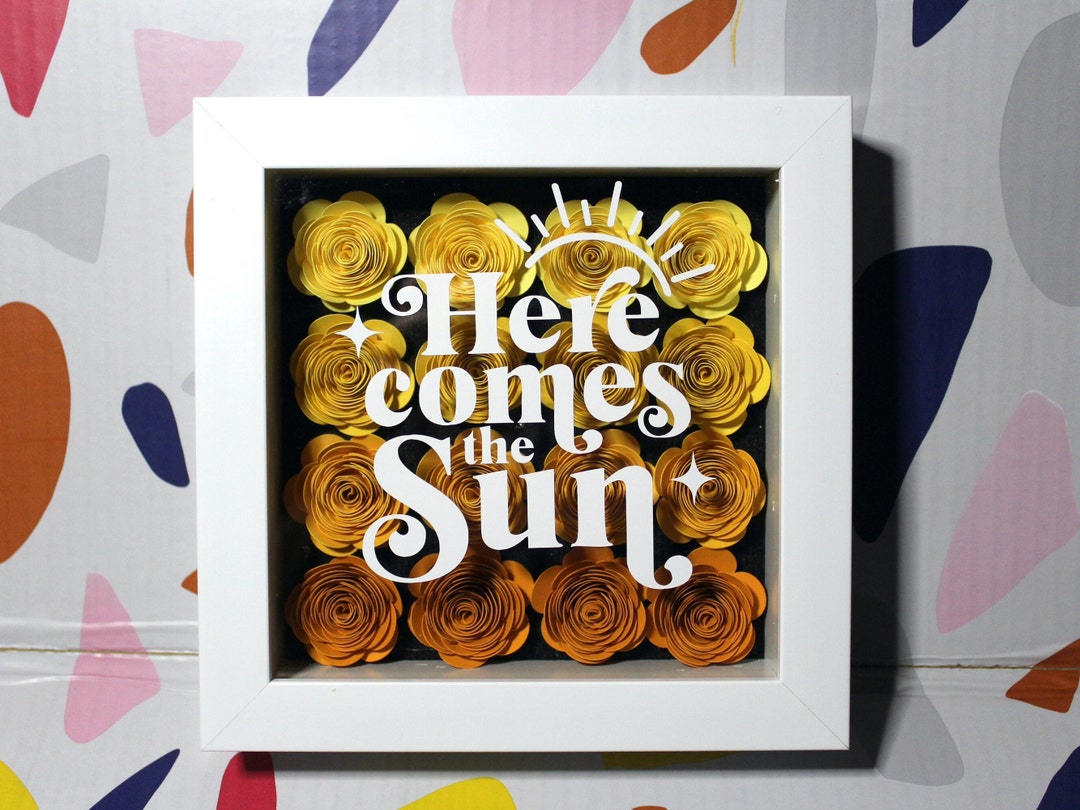 Here Come the Sun Paper Flower Shadow Box, Sunshine Shadow Box, 6”x6 ...