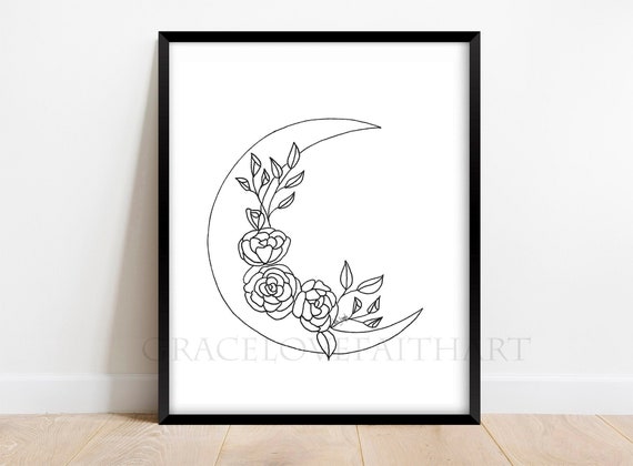 Crescent Moon Line Drawing
