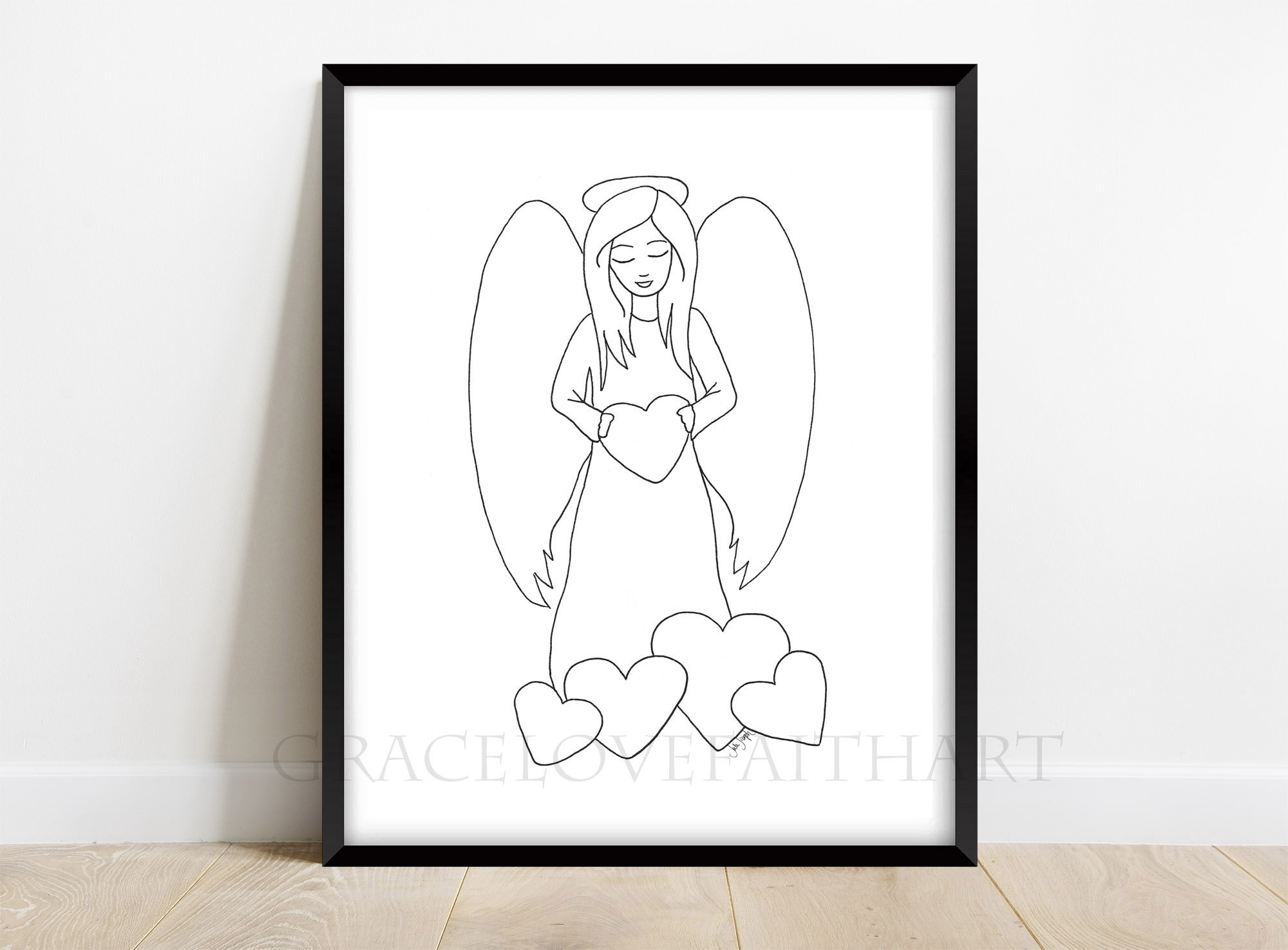 Angel Line Art Christian Wall Art Minimalist Gift Printable - Etsy