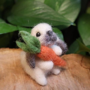 Needle Felted Lop Eared Bunny With Carrot, Needle Felted Cottontail ...