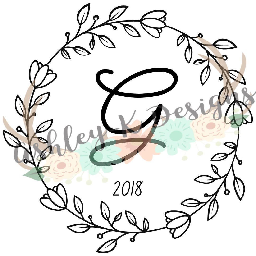 Monogram Year Hand Embroidery Design - Etsy
