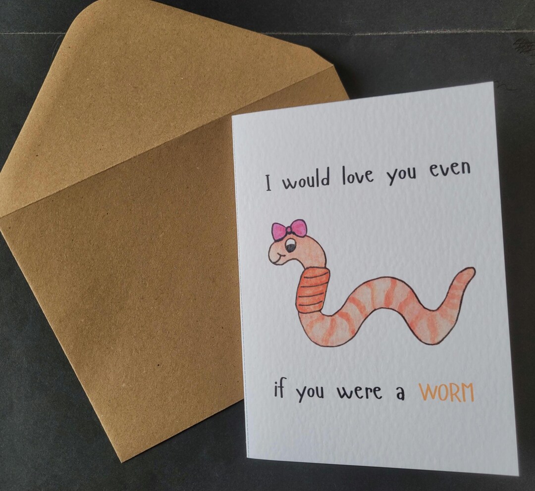 Worm Love Greeting Card: Funny Anniversary Card (A6) - Etsy