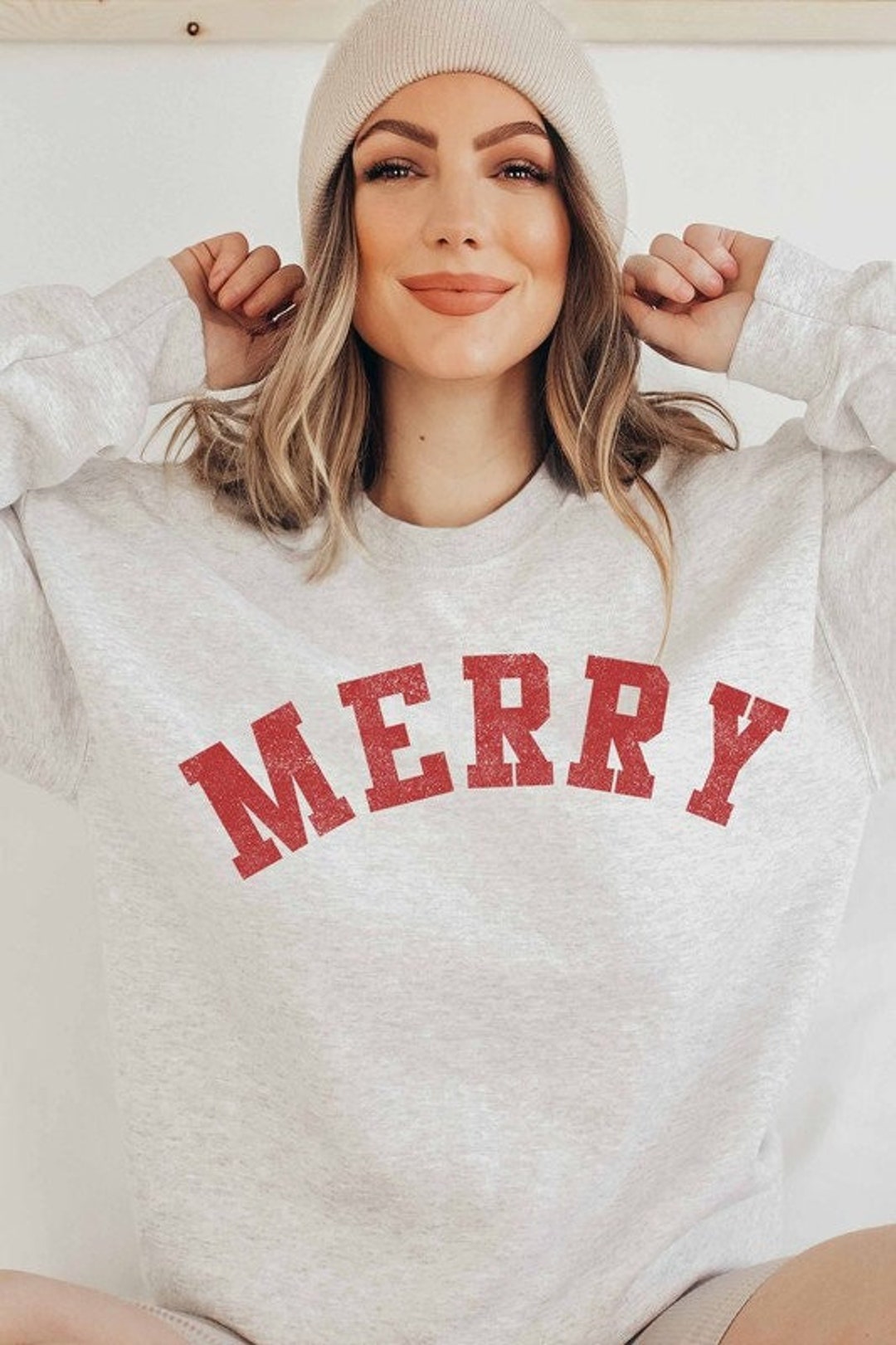Merry Sweatshirt Christmas Preppy Sweatshirt Trendy Christmas Christmas ...