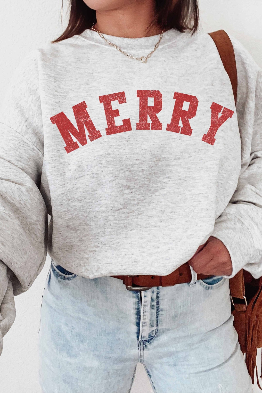 Merry Sweatshirt Christmas Preppy Sweatshirt Trendy Christmas Christmas ...