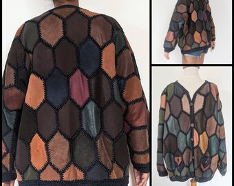Patchwork Leather Jacket Brown - Etsy