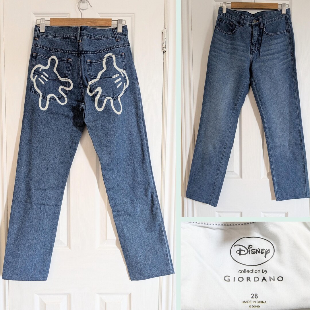 Disney Collection Giordano Mickey Handprint Jeans - Etsy