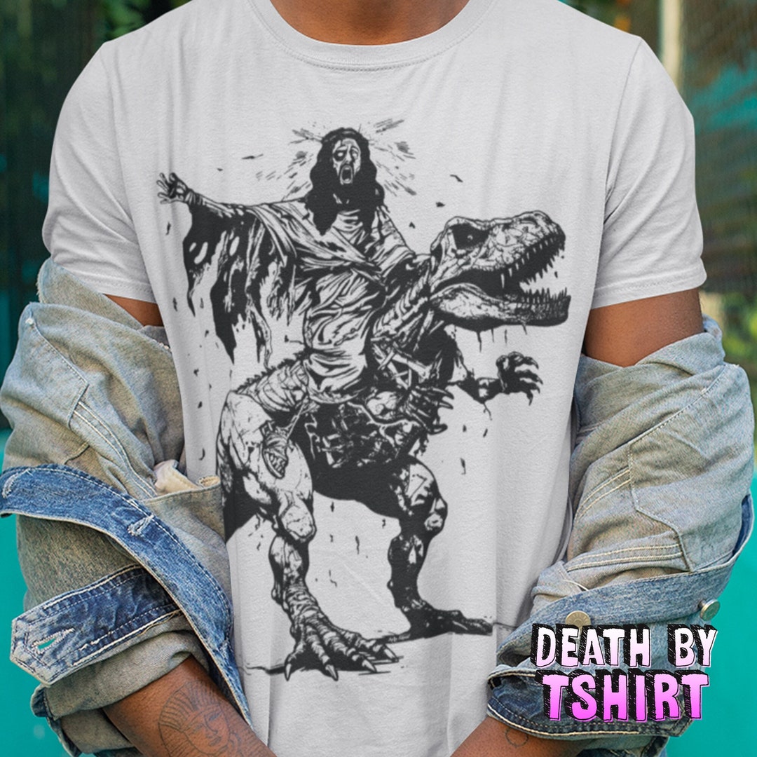 Unisex Zombie Jesus on a T-rex Dinosaur T-shirt - Etsy