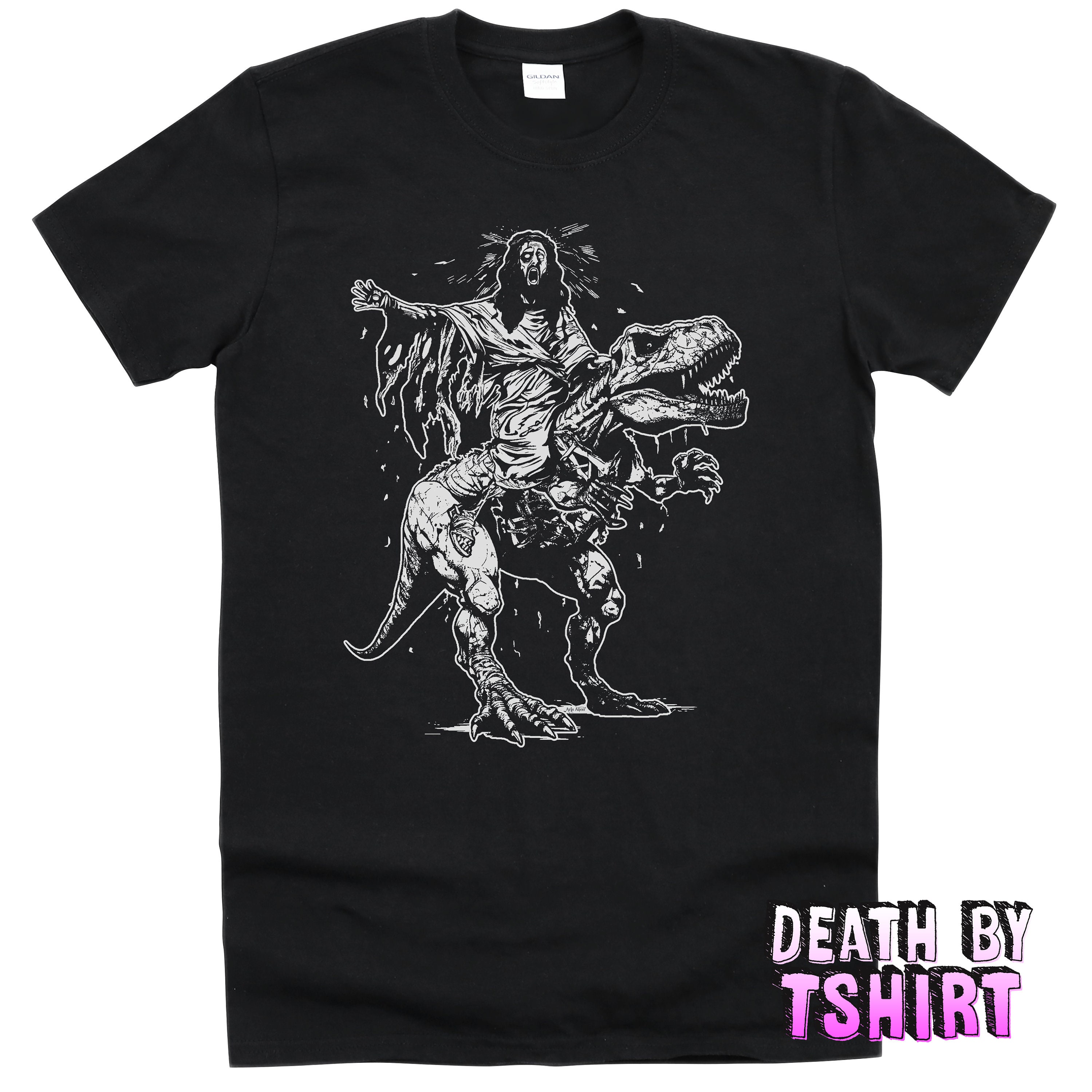 Unisex Zombie Jesus on a T-rex Dinosaur T-shirt - Etsy