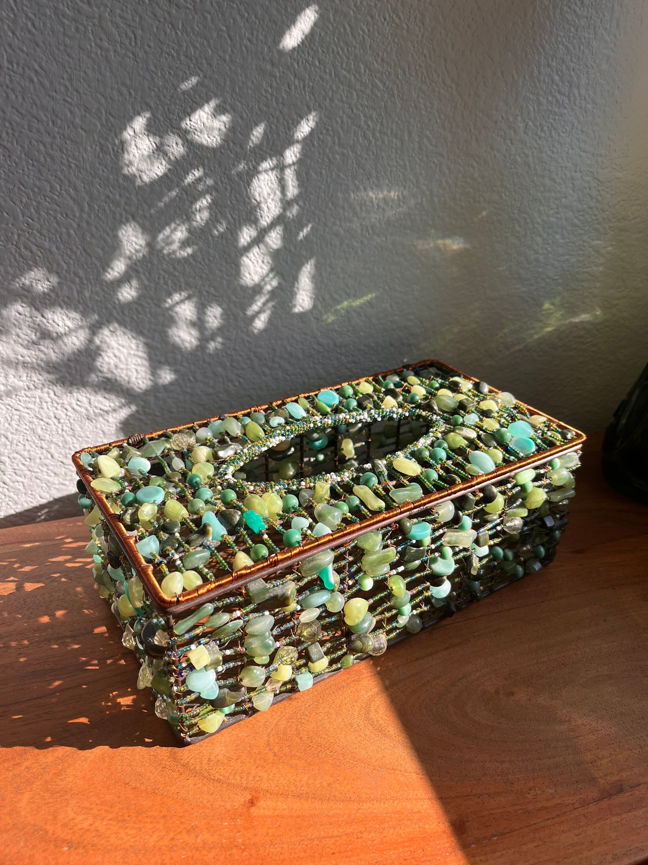 Beaded Wire Tissue Box Bohemian Hand Made Tissue Box Table Decore - Etsy