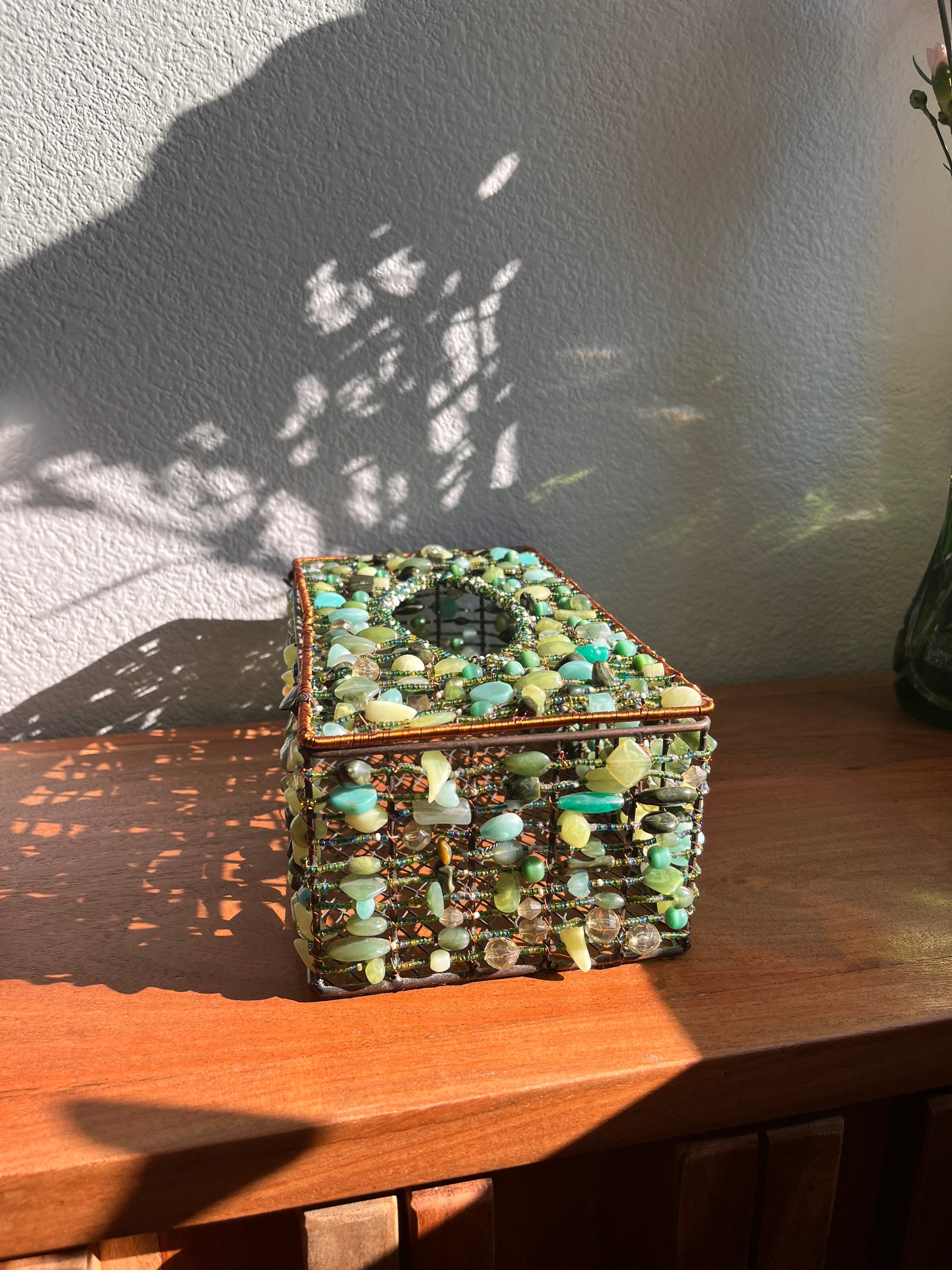 Beaded Wire Tissue Box Bohemian Hand Made Tissue Box Table Decore - Etsy