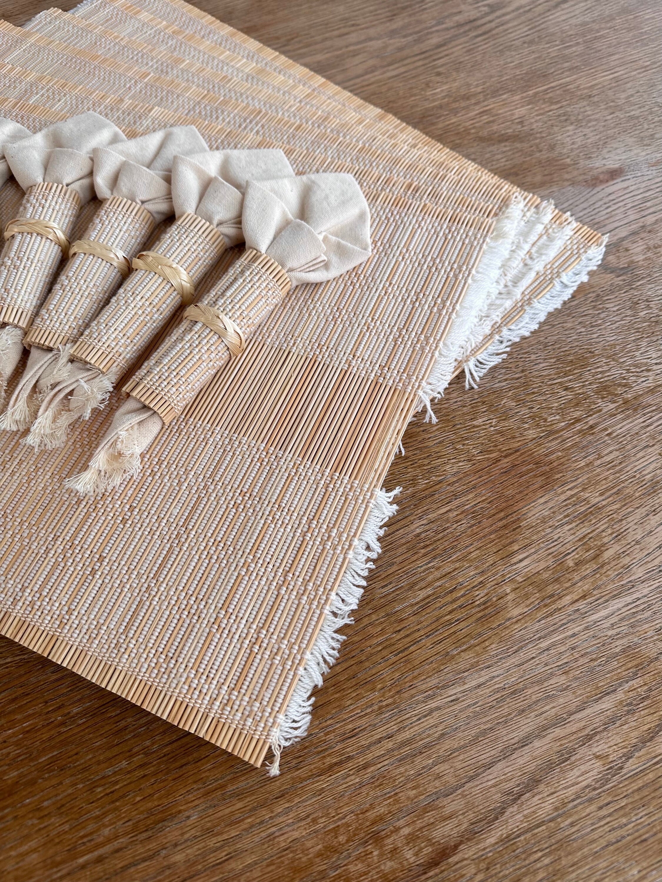 Bamboo Reed Placemats and Napkin Rings Set of 6 - Etsy