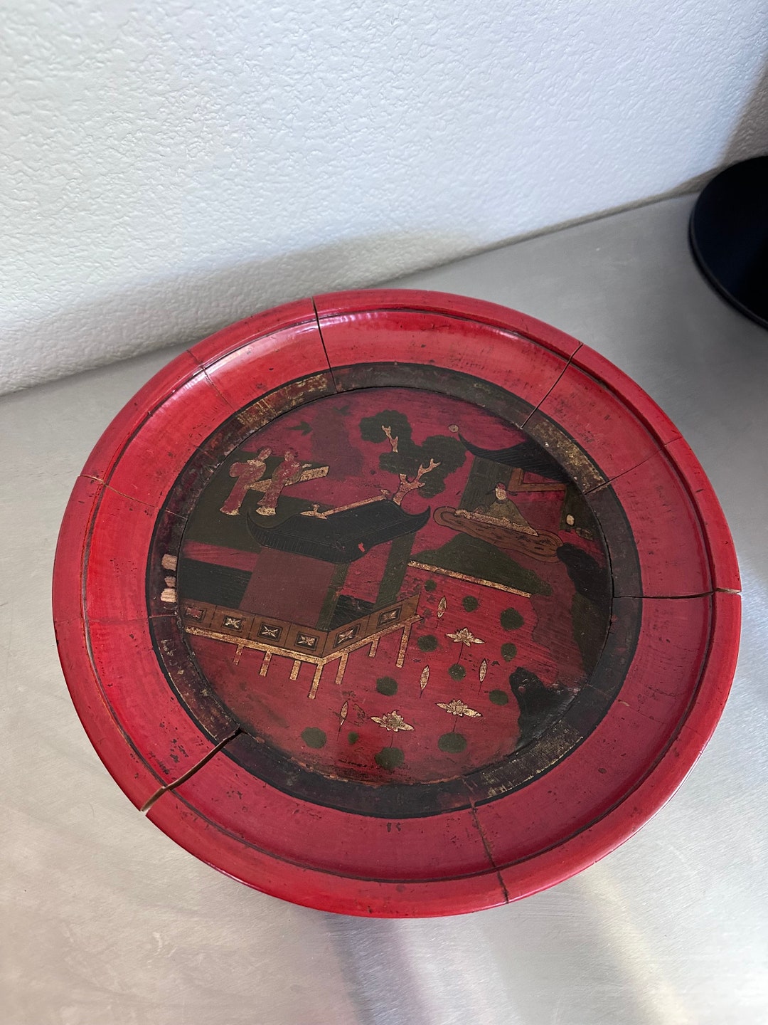 Ancient Chinese Plate in Lacquered Wood - Etsy