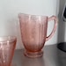 Vintage Pink Cherry Blossom Glass Pitcher and Water Glass Tumbler Set ...