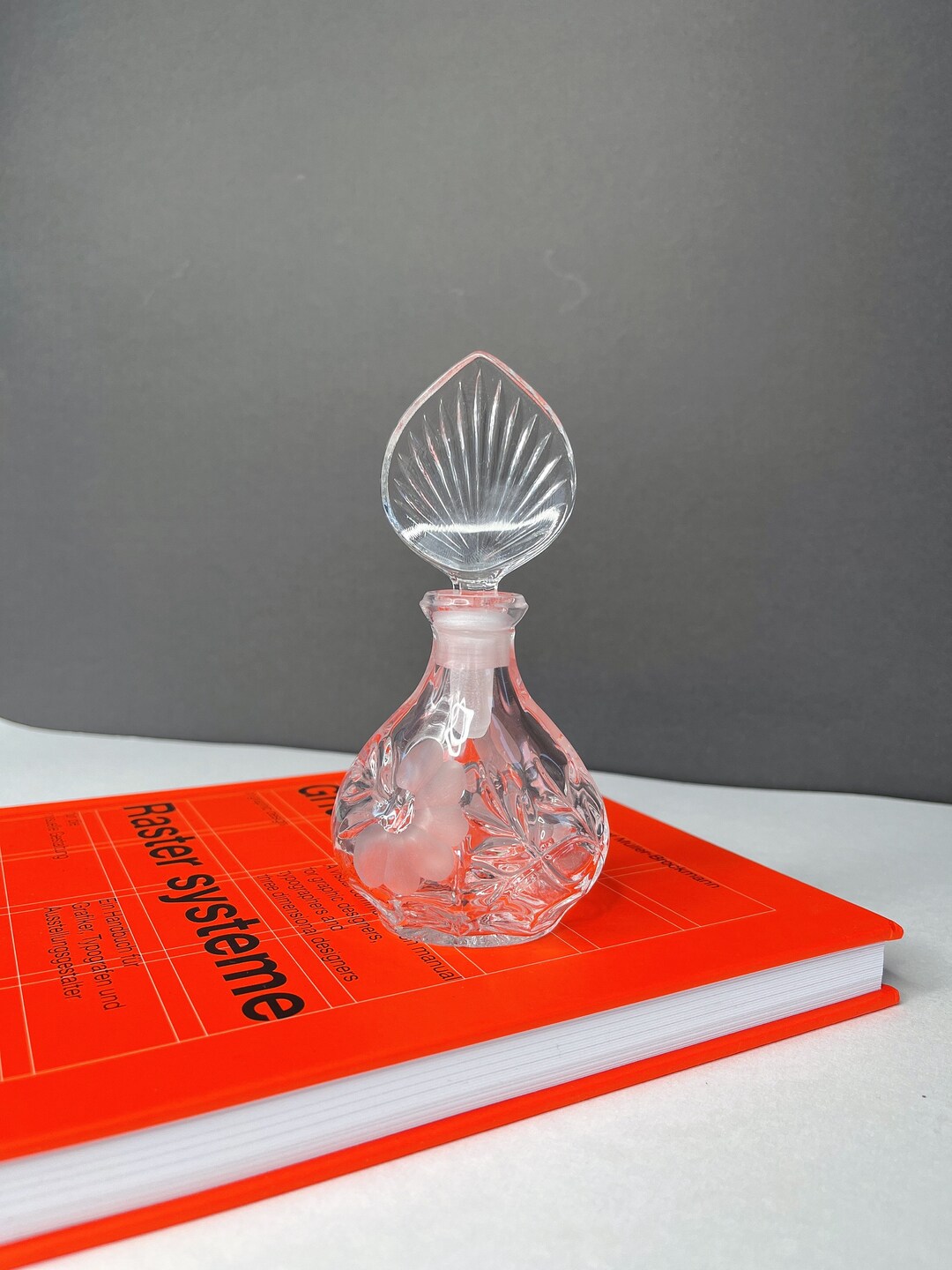 Vintage Etched Floral Perfume Bottle | Art Glass Collection - Etsy