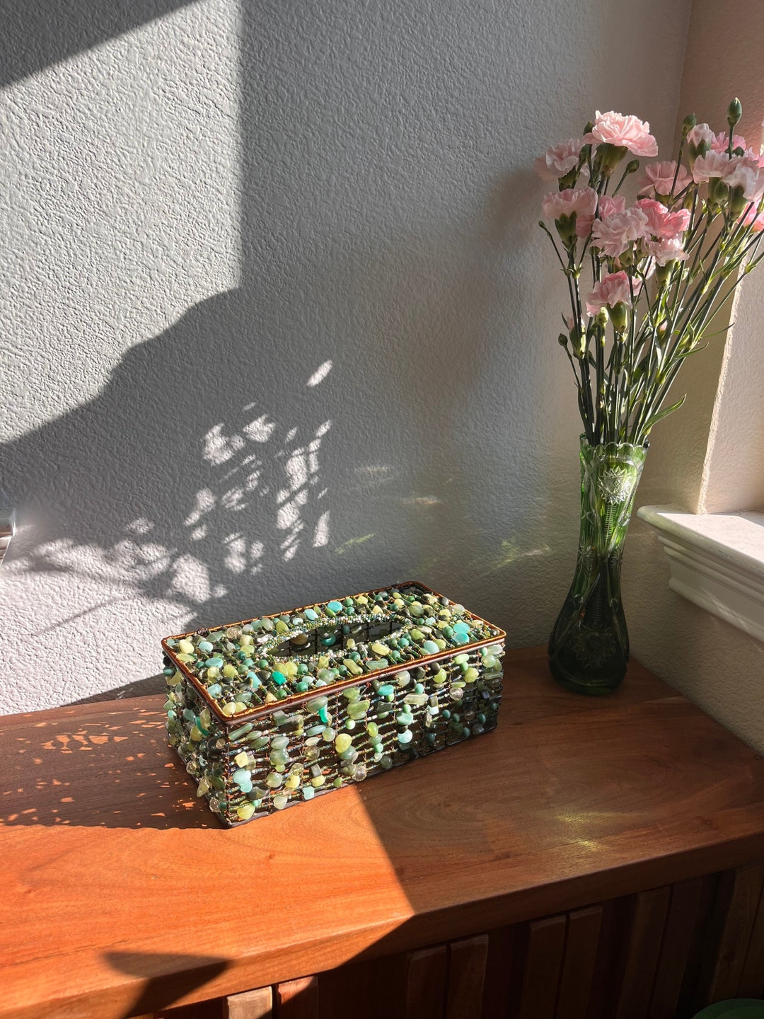 Beaded Wire Tissue Box Bohemian Hand Made Tissue Box Table Decore - Etsy