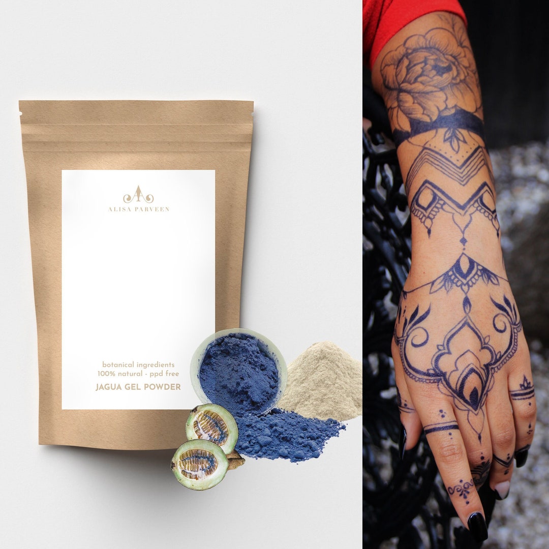 Natural Jagua Ink Gel Powder for DIY Body Art Tattoo | Stains Blue Like ...
