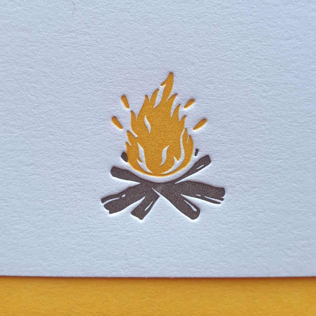 Bonfire Card Set: Letterpress Camping Notecards on Cotton Paper - Etsy