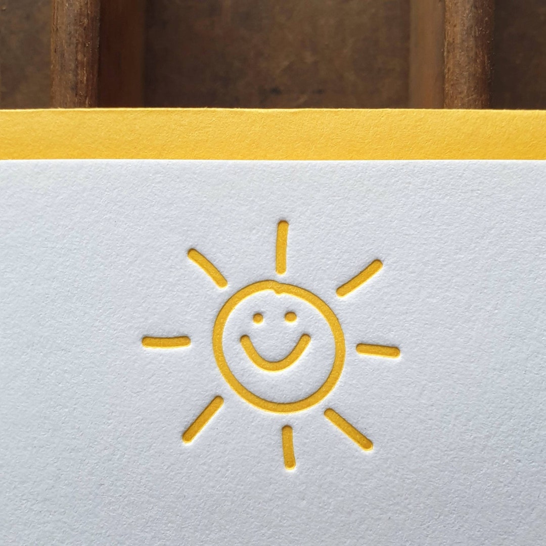 Happy Sun Card Set (6) | Bright Sunny Letterpress A2 Cards With ...