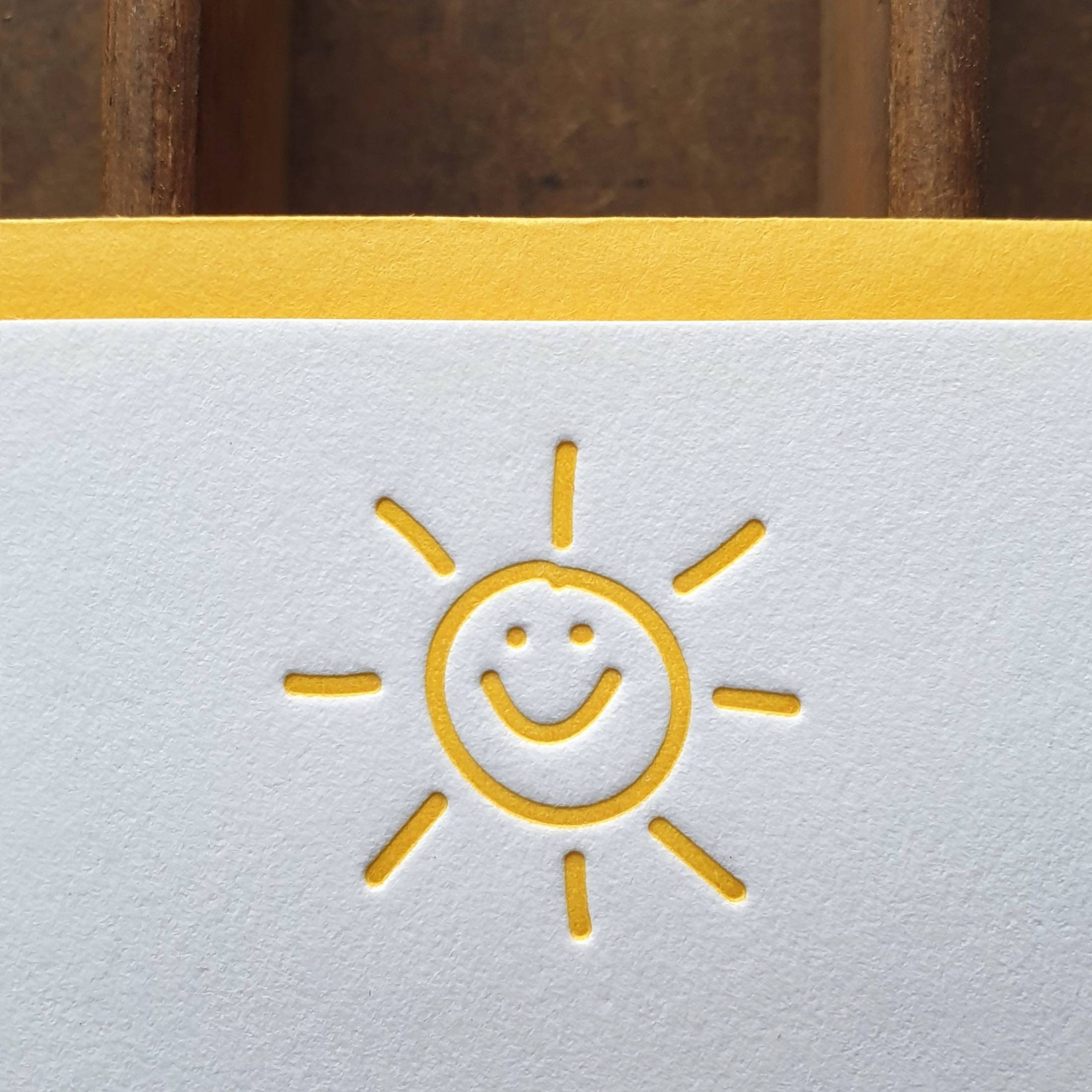 Letterpress Sun Card Set | Cotton Paper Notecards, Sunny Yellow ...