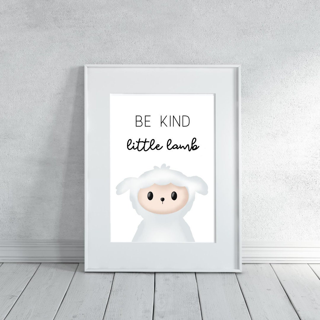 Be Kind Little Lamb, Printable Woodland Nursery Prints, Digital Nursery ...