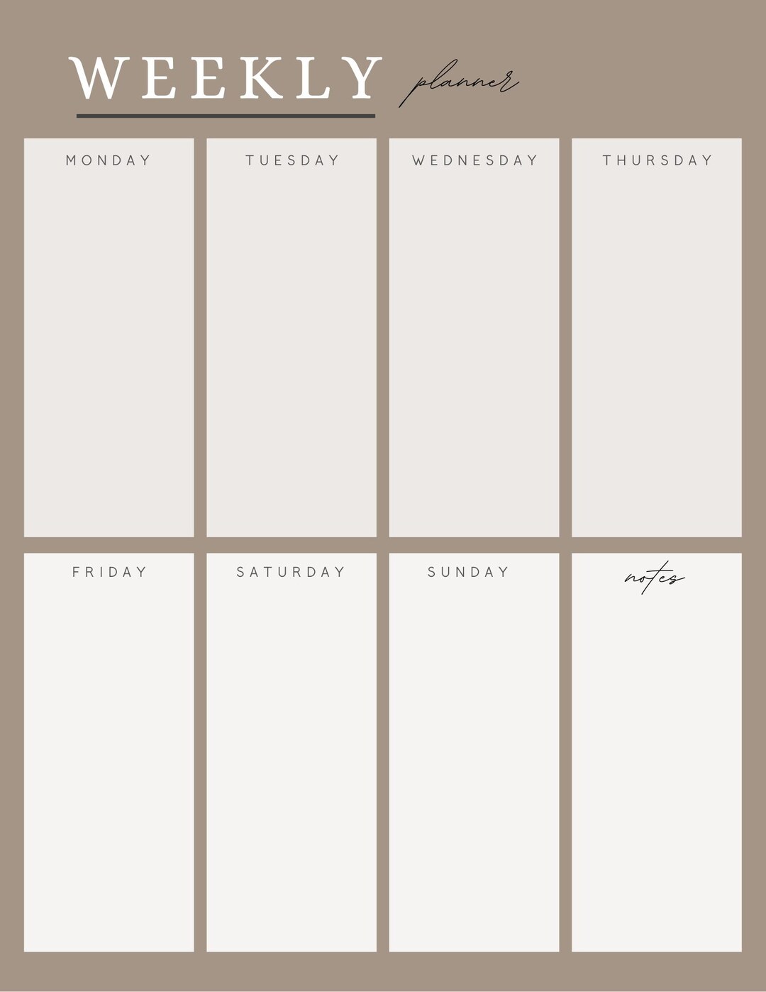 Elegant Weekly Planner - Etsy