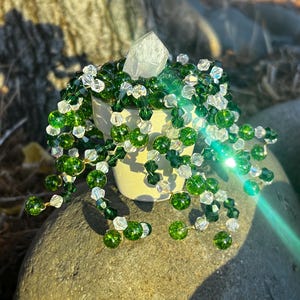 Mini Beaded Plant With Quartz Crystal – Handmade Gemstone Plant Décor ...