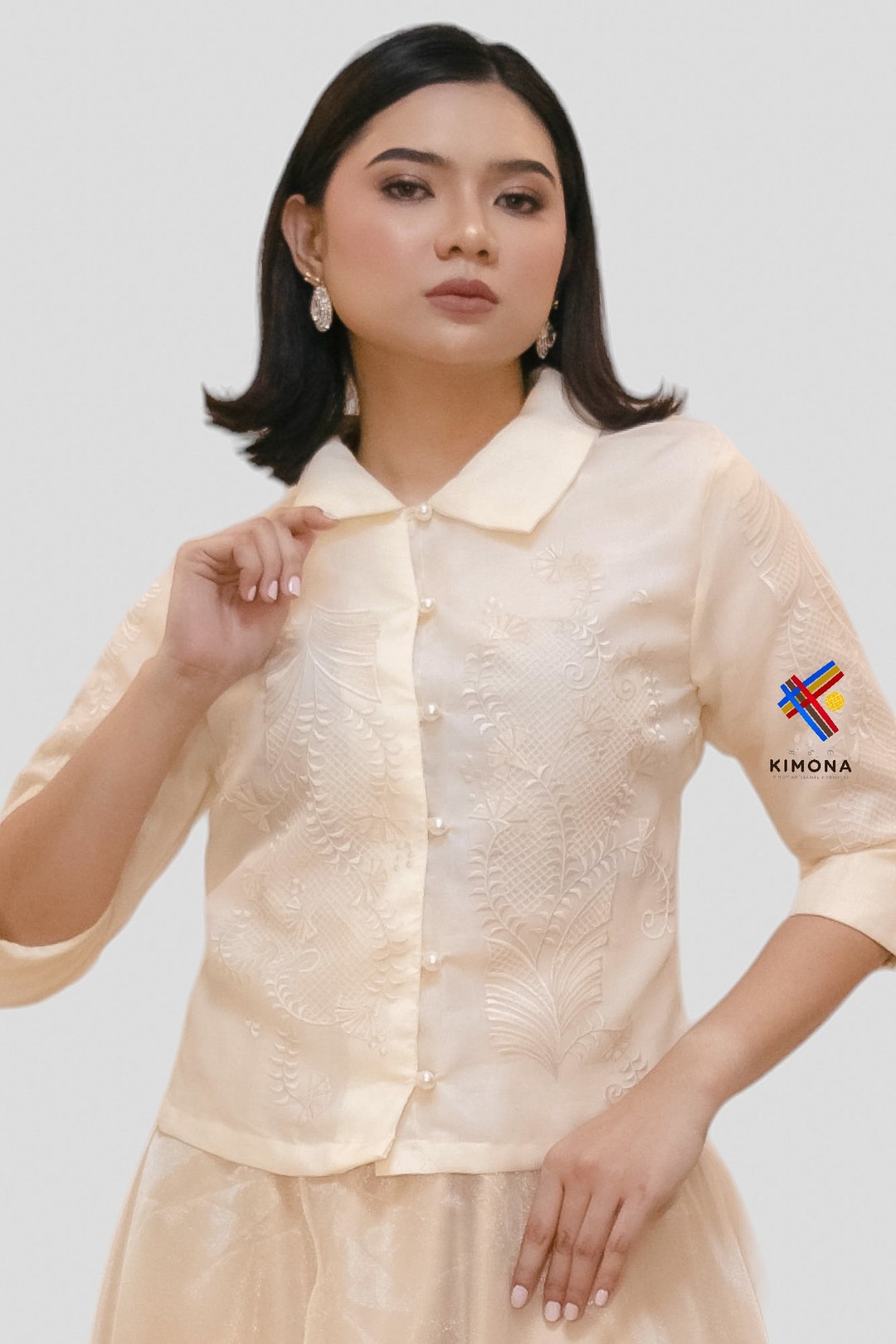 Modern Filipiniana Top Only, Pinya Cocoon, Philippine Fabric Blouse ...