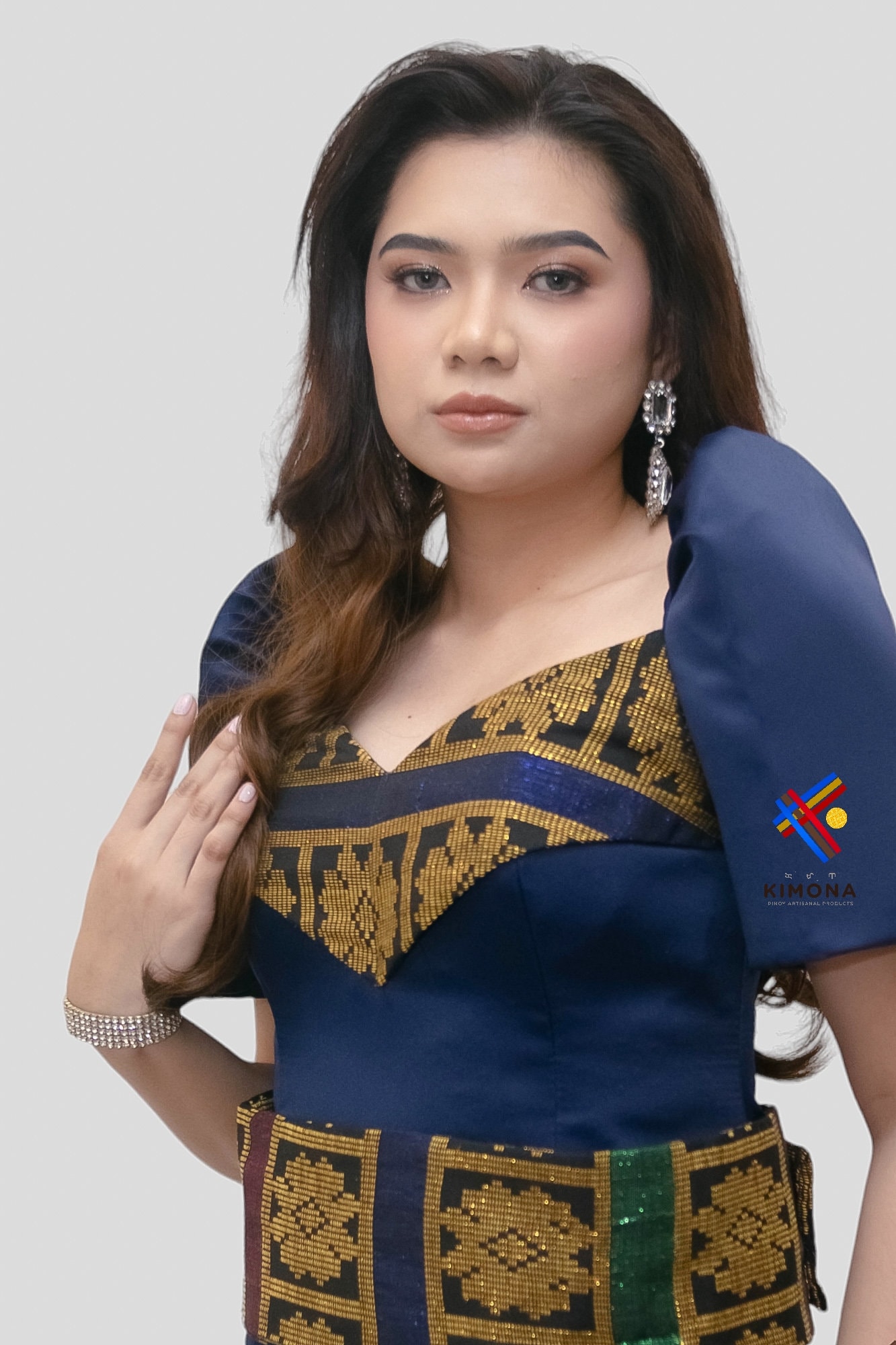 Modern Filipiniana Dress, Philippine Fabric, Formal Wear, Lace Overlay ...