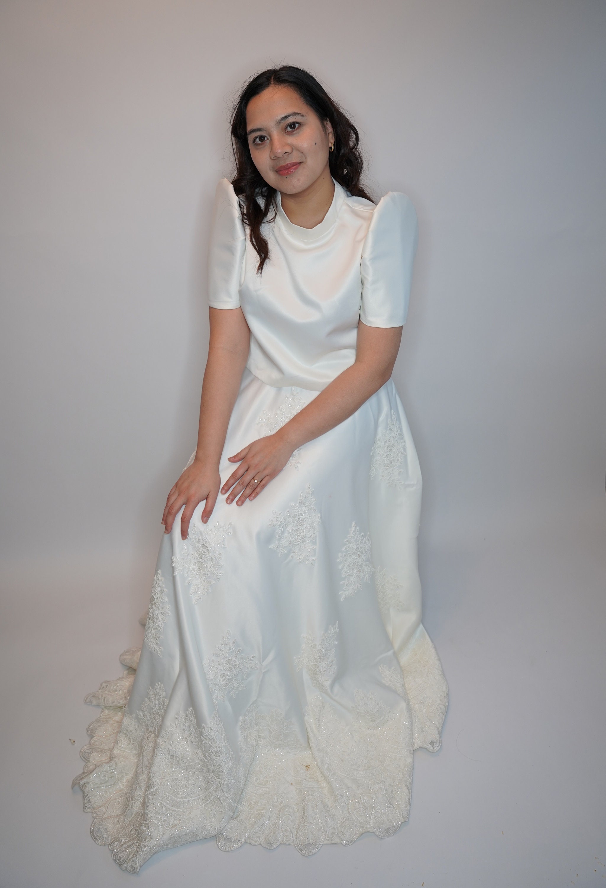 Modern Filipiniana Dress, Philippine Fabric, Formal Wear, Lace Overlay ...
