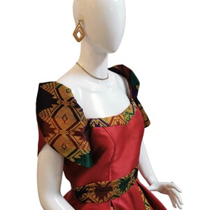 Modern Filipiniana Dress, Philippine Fabric, Formal Wear, Lace Overlay ...