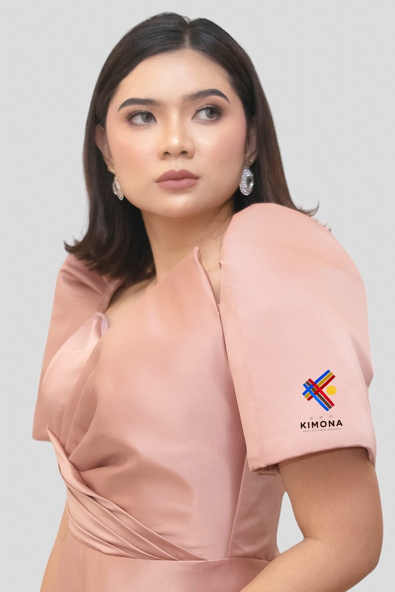 Modern Filipiniana Dress, Philippine Fabric, Formal Wear, Lace Overlay ...