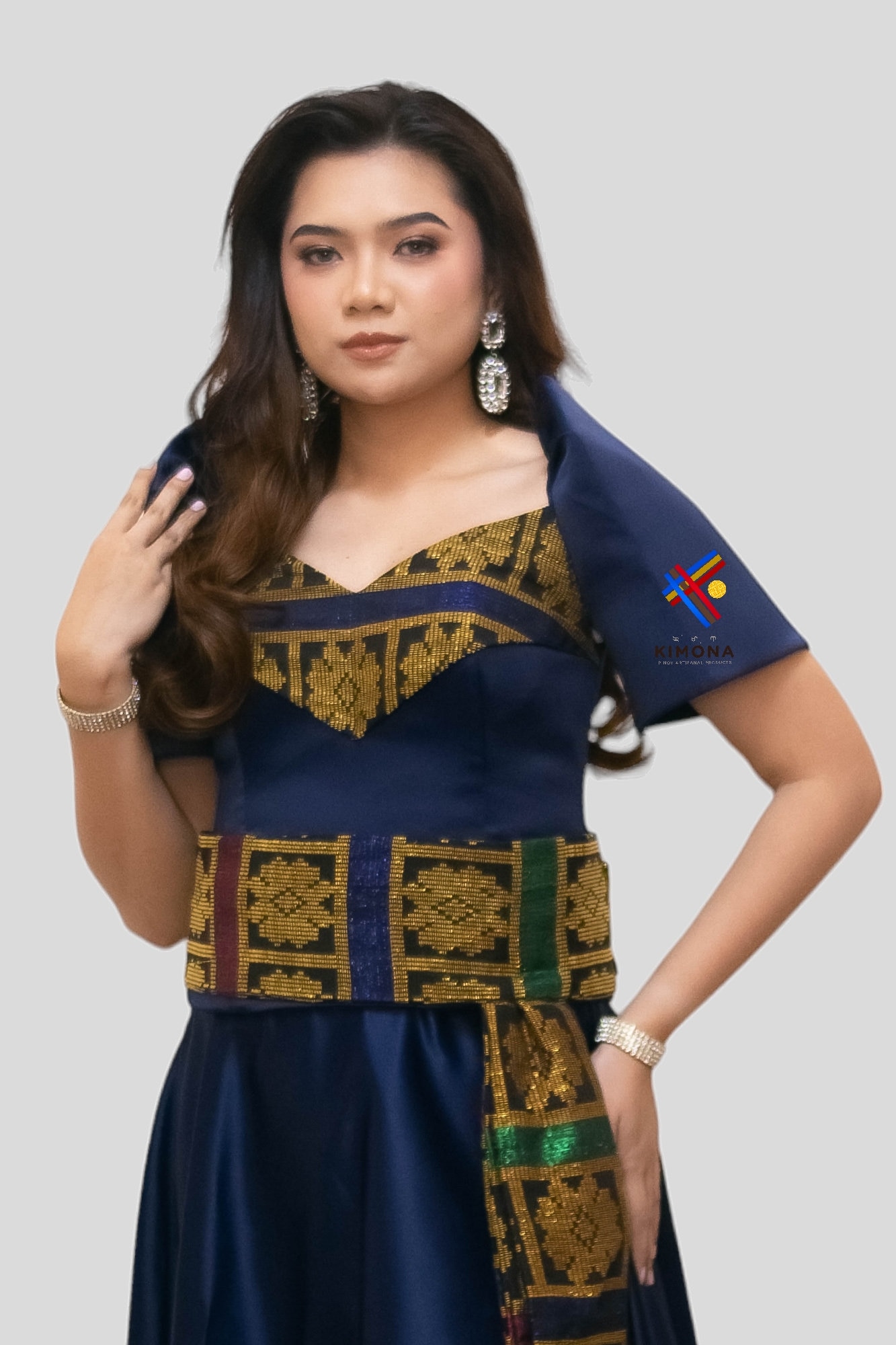 Modern Filipiniana Dress, Philippine Fabric, Formal Wear, Lace Overlay ...