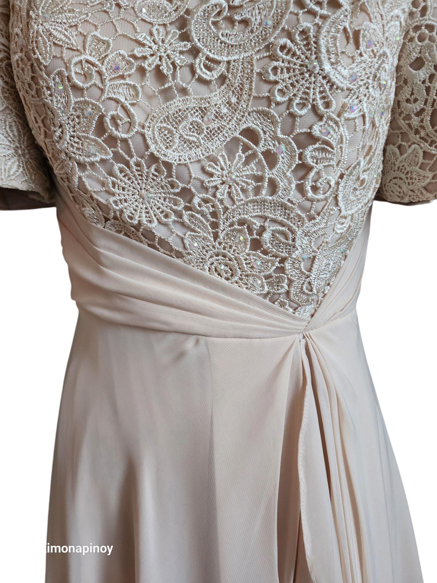 Modern Filipiniana Dress, Philippines, Formal Wear, Lace Accent, for ...