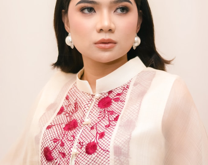 Modern Filipiniana Top Only, Piña Cocoon, Philippine Fabric Blouse ...