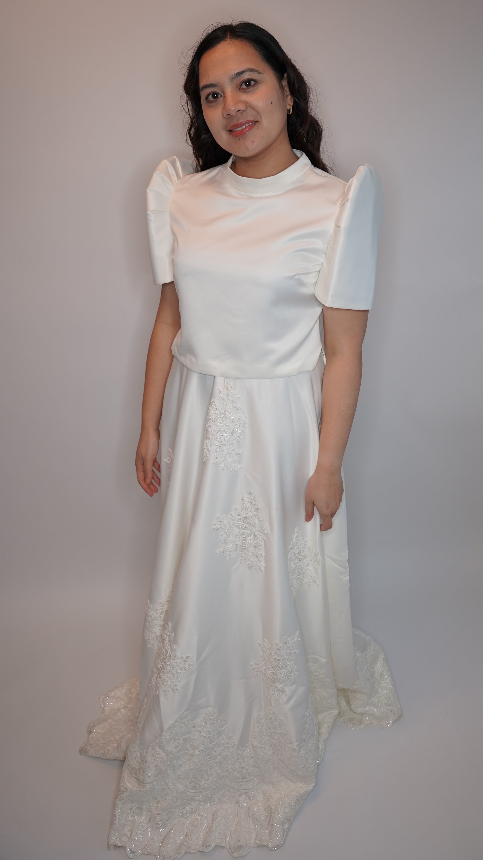 Modern Filipiniana Dress, Philippine Fabric, Formal Wear, Lace Overlay ...