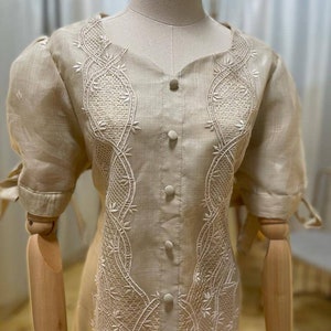 Modern Filipiniana, Barong Tagala Dress, Pinya Cocoon, Philippine ...