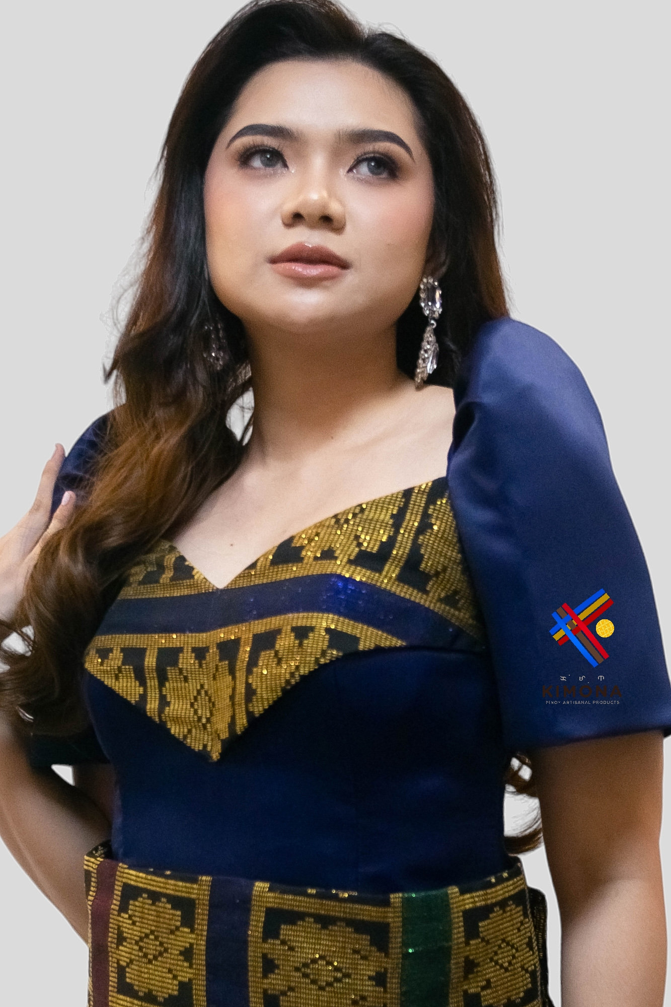Modern Filipiniana Dress, Philippine Fabric, Formal Wear, Lace Overlay ...