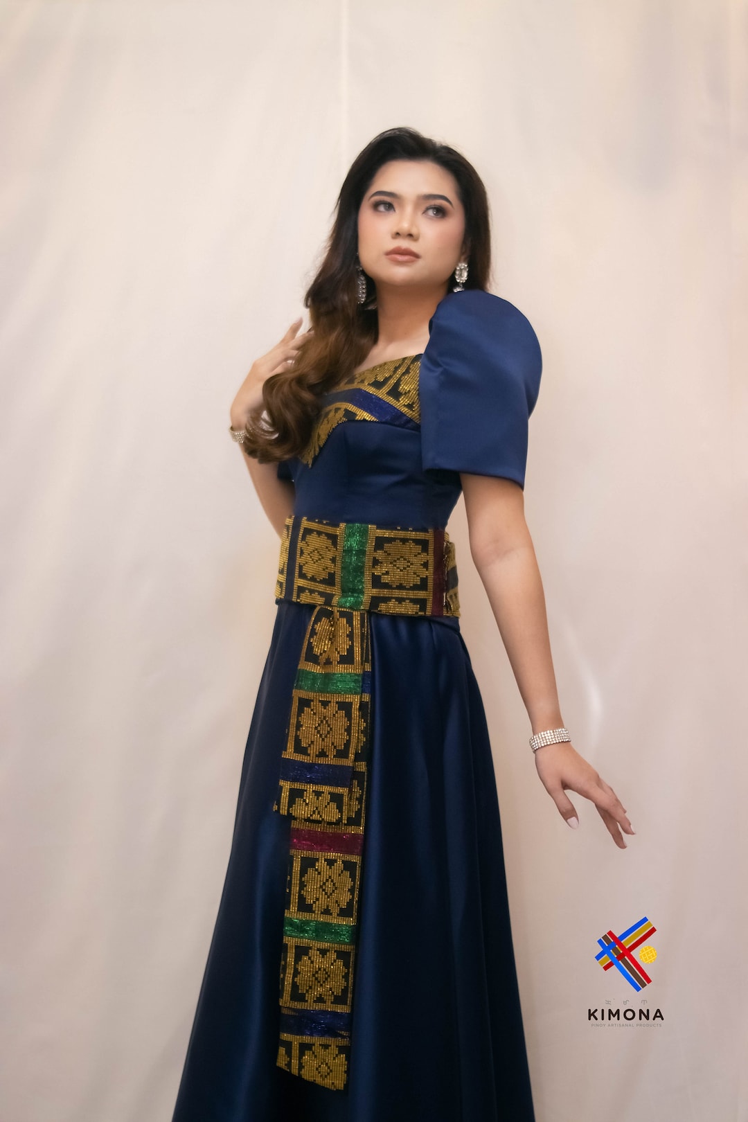 Modern Filipiniana Dress, Philippine Fabric, Formal Wear, Lace Overlay Design, for Mom, Filipino ...