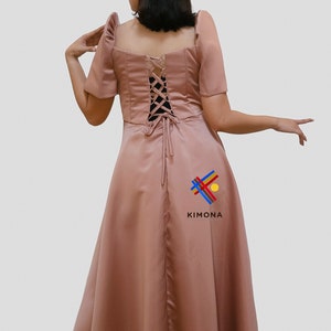 Modern Filipiniana Dress, Philippine Fabric, Formal Wear, Lace Overlay ...